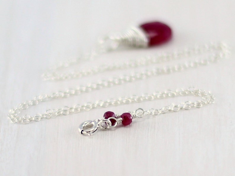 Genuine Ruby Necklace Sterling Silver Raspberry Red Ruby | Etsy