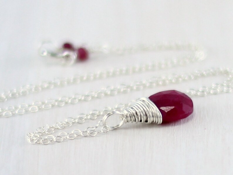 Genuine Ruby Necklace Sterling Silver Raspberry Red Ruby | Etsy