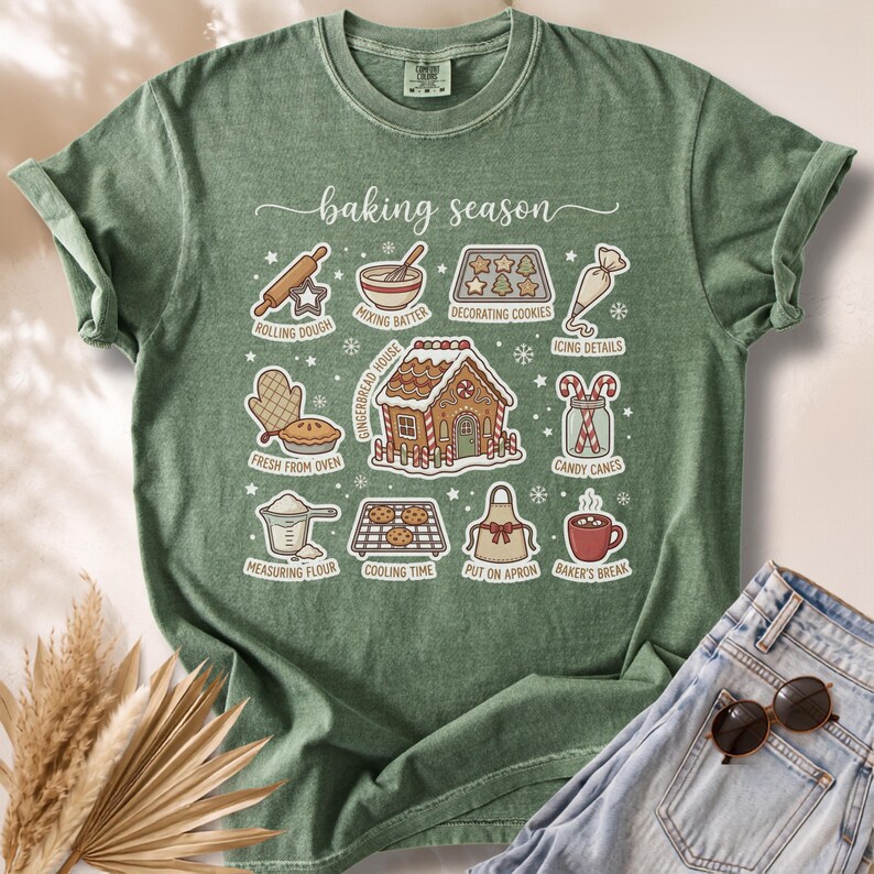 Comfort Colors® Christmas Baking Shirt, Cookie Baking Tee, Retro ...