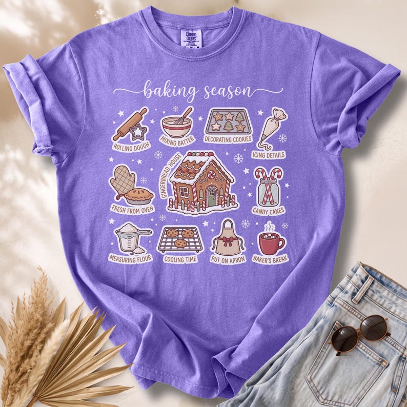 Comfort Colors® Christmas Baking Shirt, Cookie Baking Tee, Retro ...