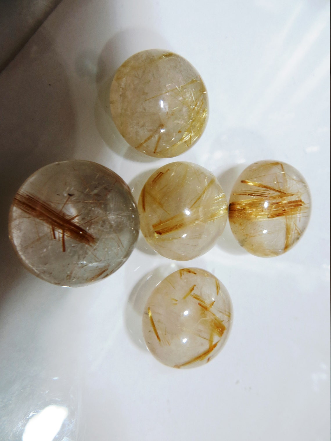 Golden Rutilated Quartz 5 Piece Lot Gorgeous Natural | Etsy