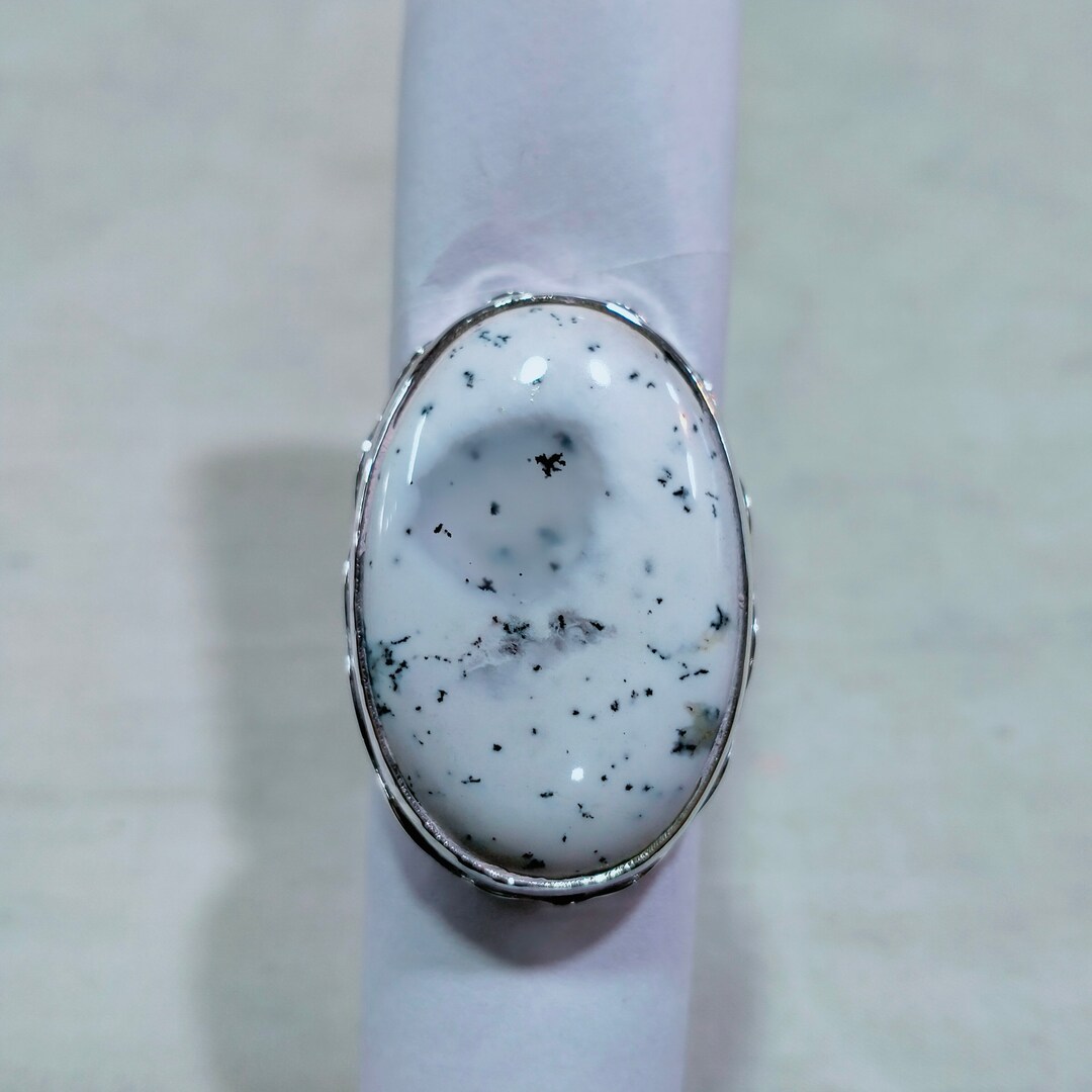 Oval Dendritic Agate Ring: Sterling Silver Statement Ring (22x33 MM) - Etsy