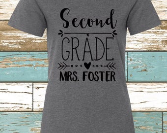 Second grade teacher shirt | Etsy