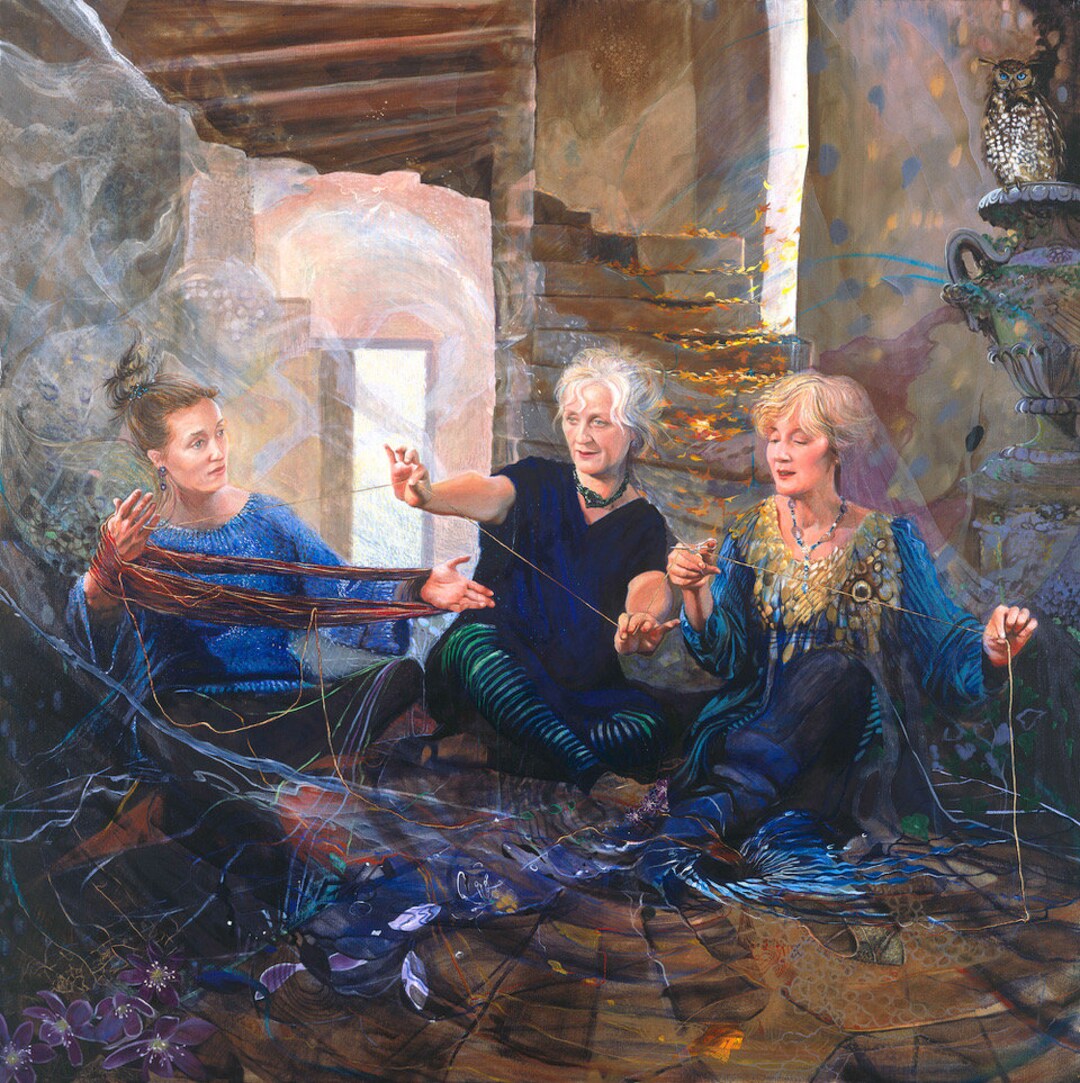 3 Fates 1 Weaving the Web, Giclée Print of an Oil on Canvas Painting - Etsy