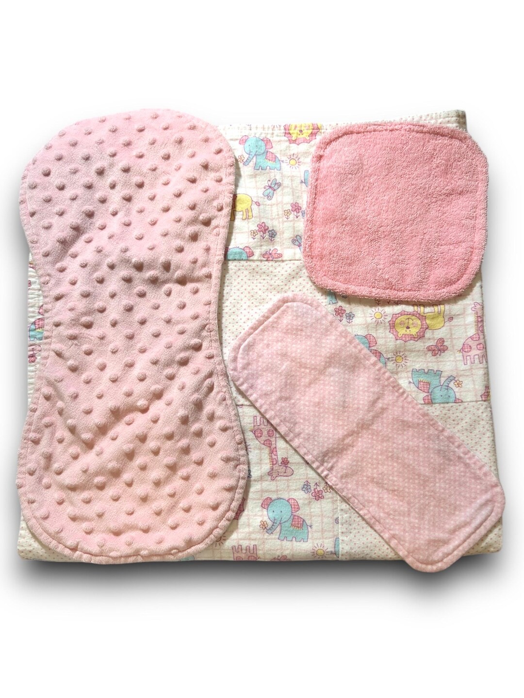 READY TO SHIP Baby Girl Shower Gift Set. Pink Animal Flannel 36 ...