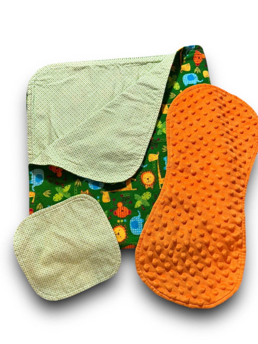 READY TO SHIP Baby Boy Shower Gift Set. Green Jungl Soft Flannel 35 ...