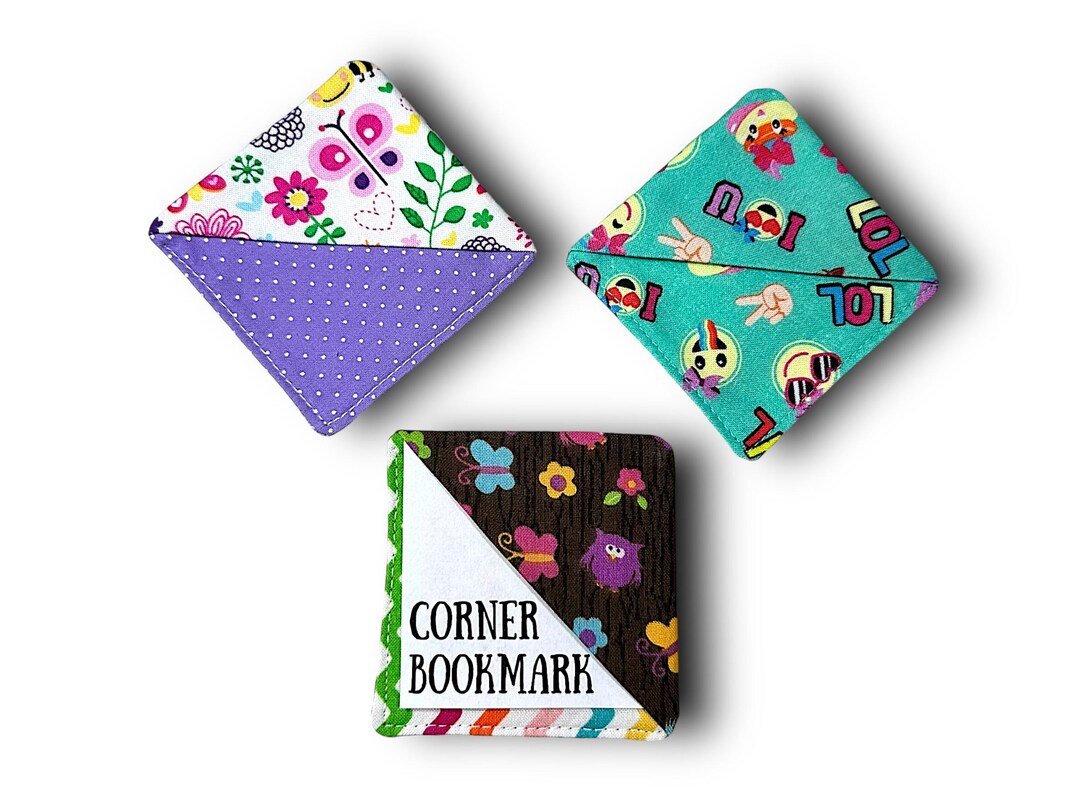 Ready to Ship! Corner Bookmark Gift Set of 3! Fabric Marker for Bookish ...