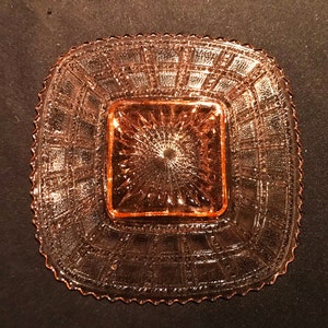 Vintage Imperial Glass Pink Beaded Block Square Plate - 1927-1930s ...
