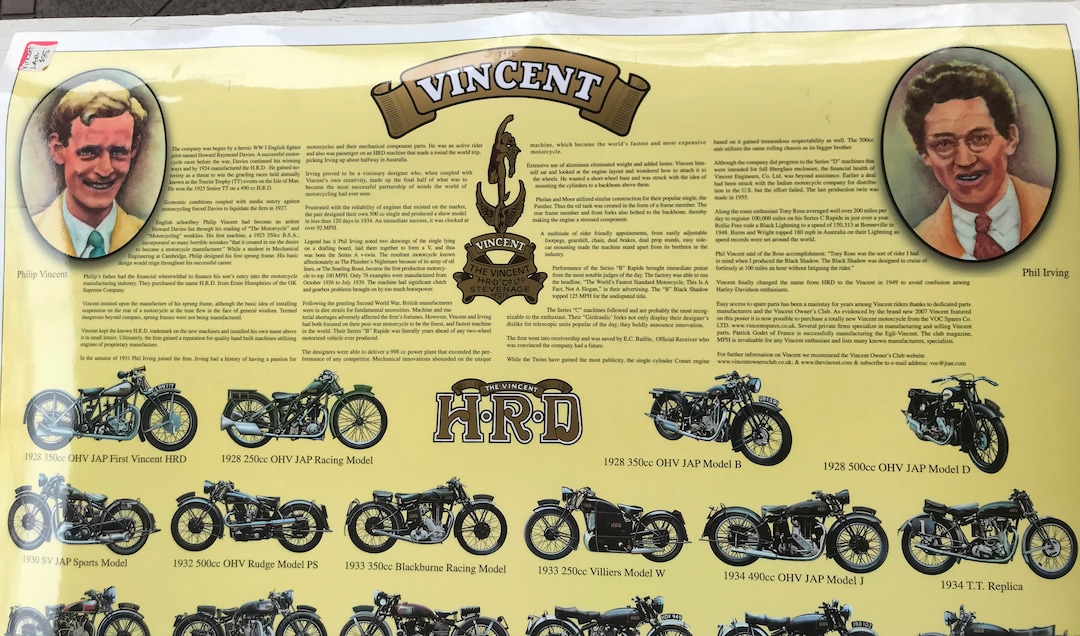 Vintage the Vincent Motorcycles Poster - Pre-2005 - From ...