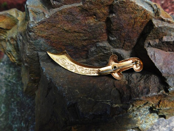 Vintage Brass Broad Sword / Scimitar Brooch - 1930s -… - Gem