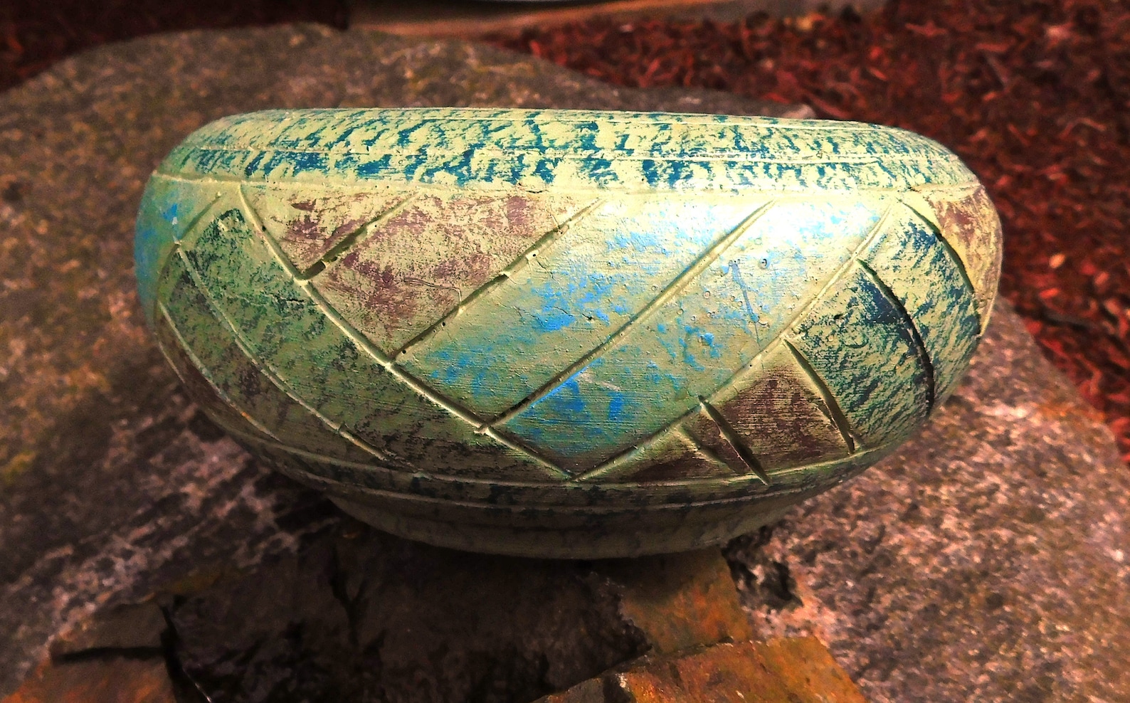 Vintage Unmarked Green Incised Bulb Planter 1970s From ...