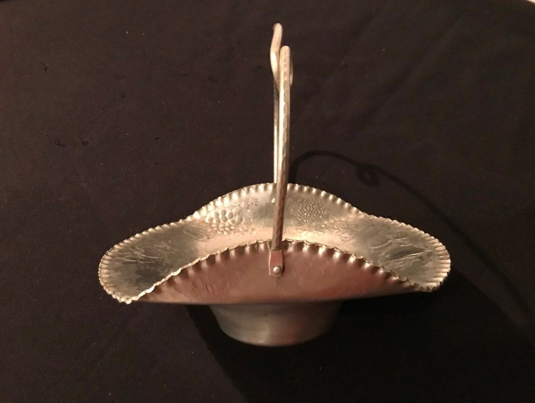 Vintage Possibly Cromwell Fruits & Flowers Basket With Swing Handle ...