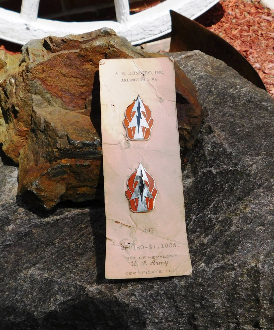 Vintage Dondero US Army 1st Signal Brigade Insignia Pin Back, Pair on ...