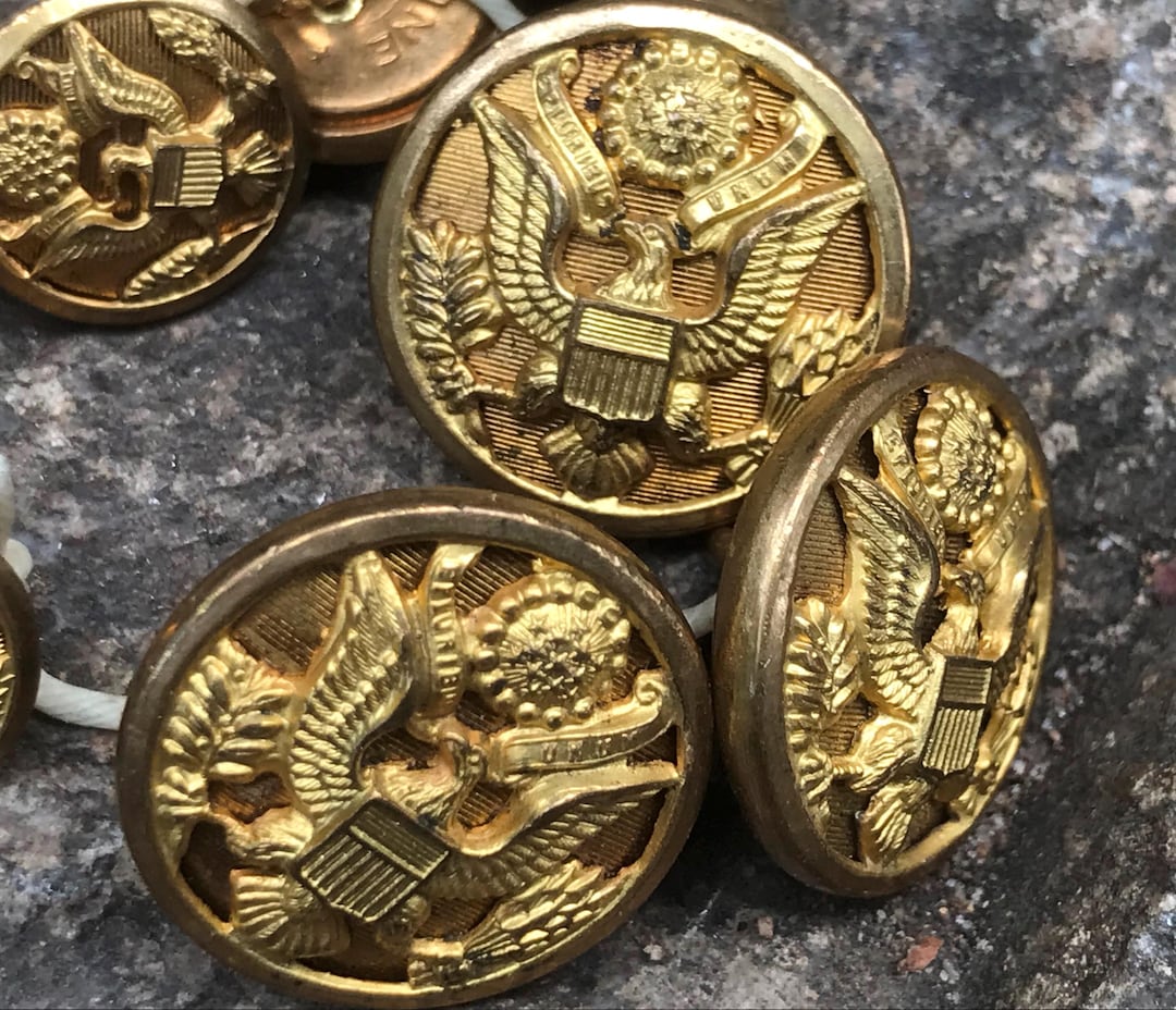 Vintage Superior Quality WWII Brass Army Uniform Buttons - Set of 9 ...