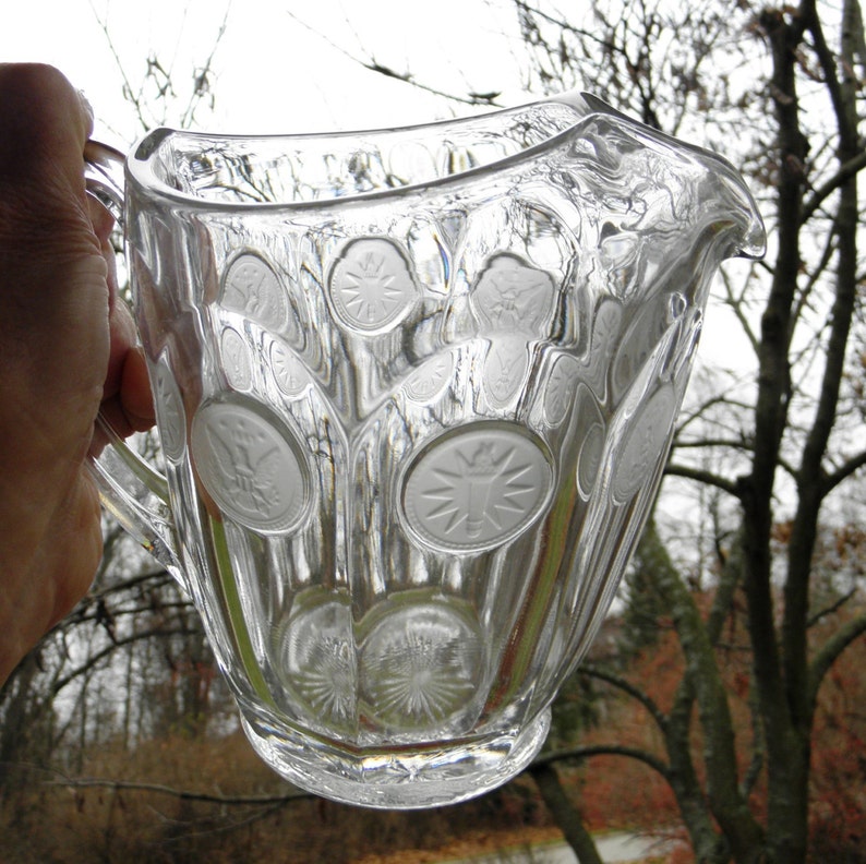 Vintage Fostoria Glass Clear Coin Pitcher 1960's From | Etsy