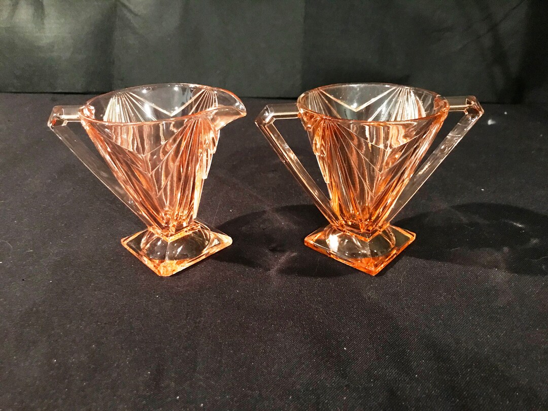 Vintage Indiana Glass Pink Pyramid Creamer & Sugar - 1926-1932 - From ...