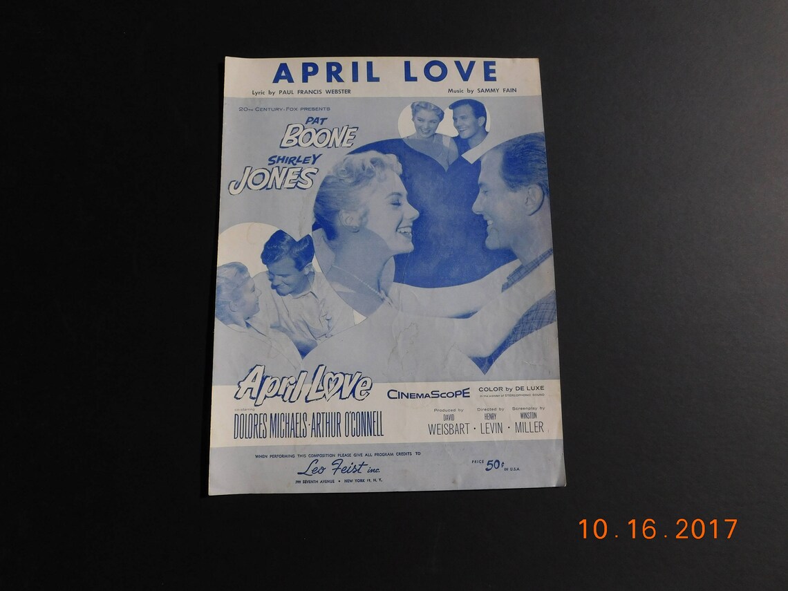 Vintage April Love Sheet Music from April Love Movie 1957 | Etsy