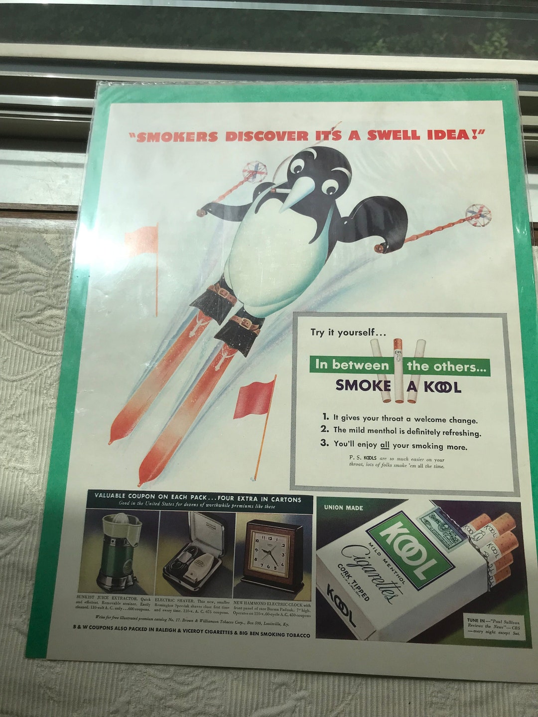 Vintage Brown & Williamson Tobacco Co Kool Cigarette Ad Willie the ...