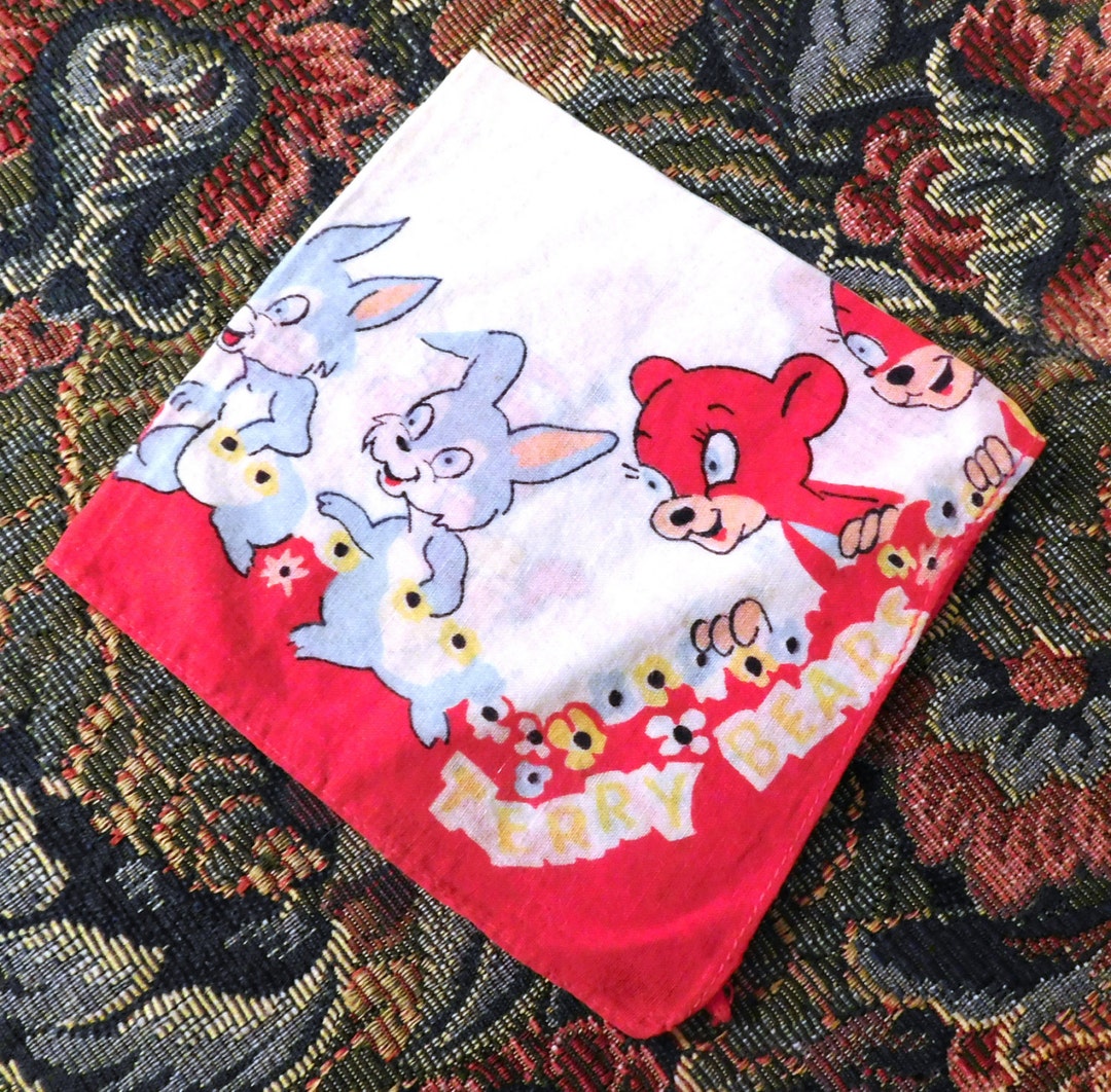 Vintage Child's Terrytoons Terry Bears & Bunnies Hanky Handkerchief ...