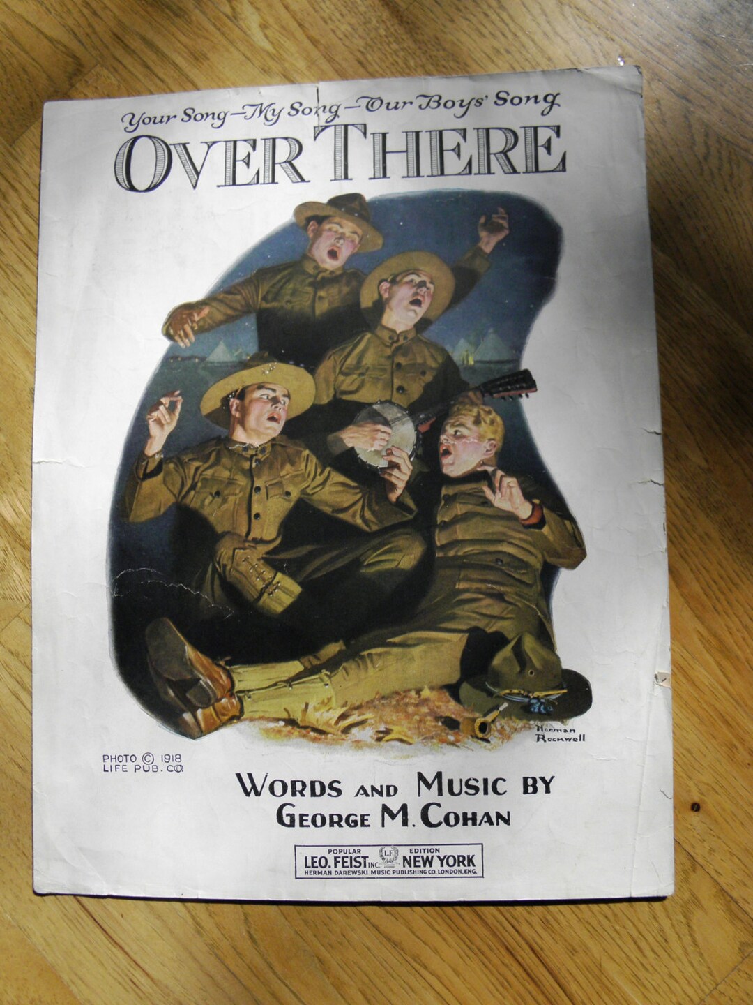 Vintage Over There by George M. Cohan WWI Sheet Music - Art by Norman ...