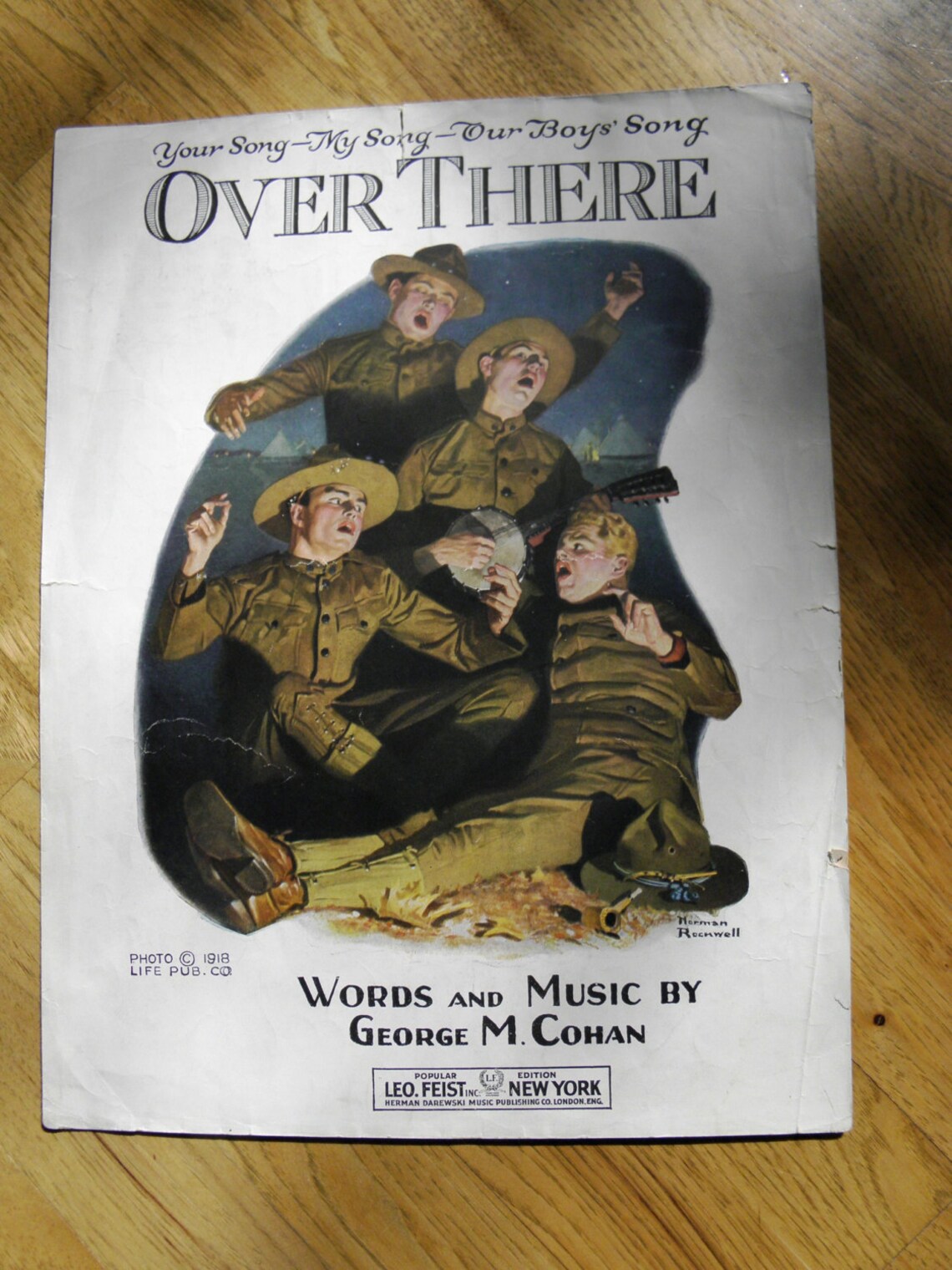Vintage Over There by George M. Cohan WWI Sheet Music Art by - Etsy