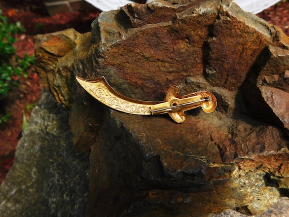 Vintage Brass Broad Sword / Scimitar Brooch - 1930s -… - Gem