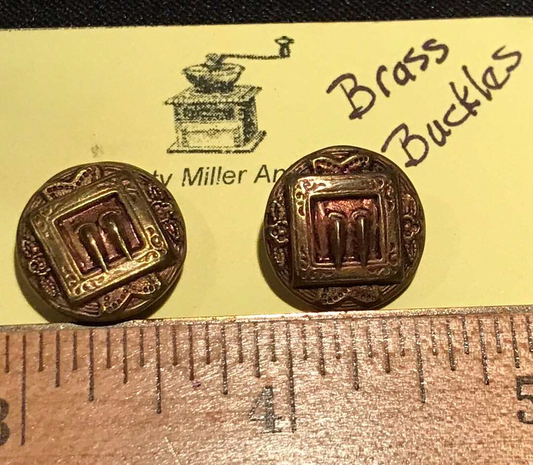 Vintage Brass Buckle Picture Buttons - Set of 2 - 5/8" D - Ca 1890 ...