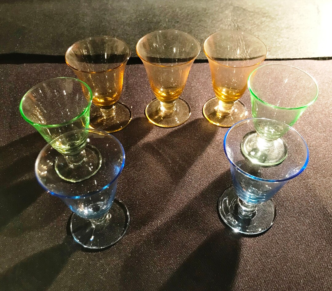 Vintage Footed Cordials - Various Colors - Set of 7 - 1950s - From ...