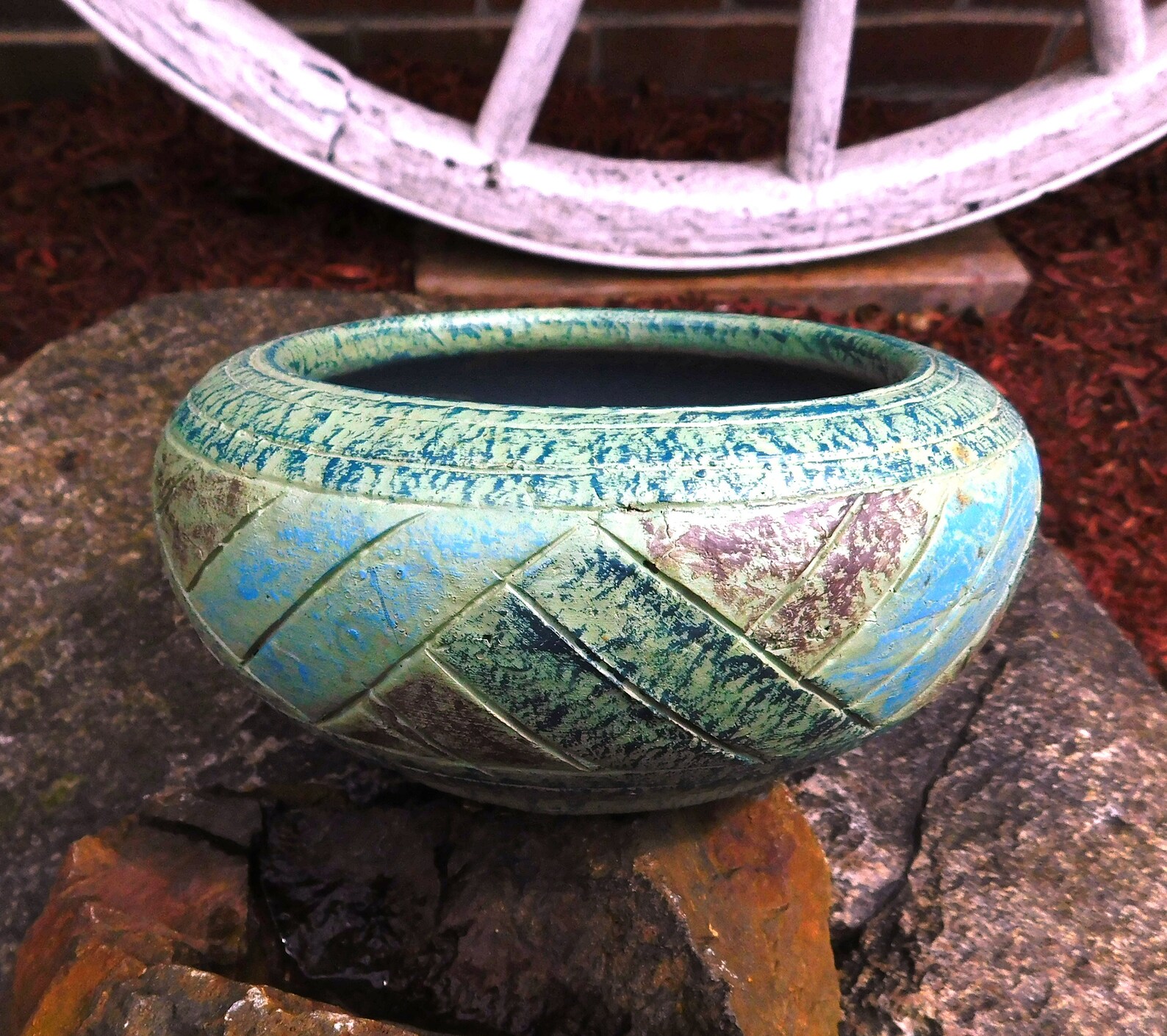 Vintage Unmarked Green Incised Bulb Planter 1970s From ...