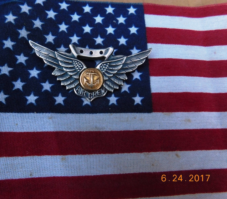 Vintage WWII US Navy USN Sterling Silver Air Crew Insignia Pin Back ...