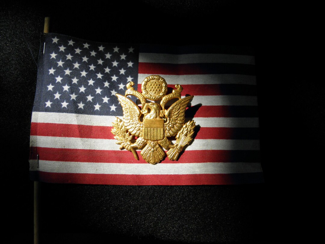 Vintage WWII US Army Brass Officer's Great Seal Hat Insignia - 1940's ...