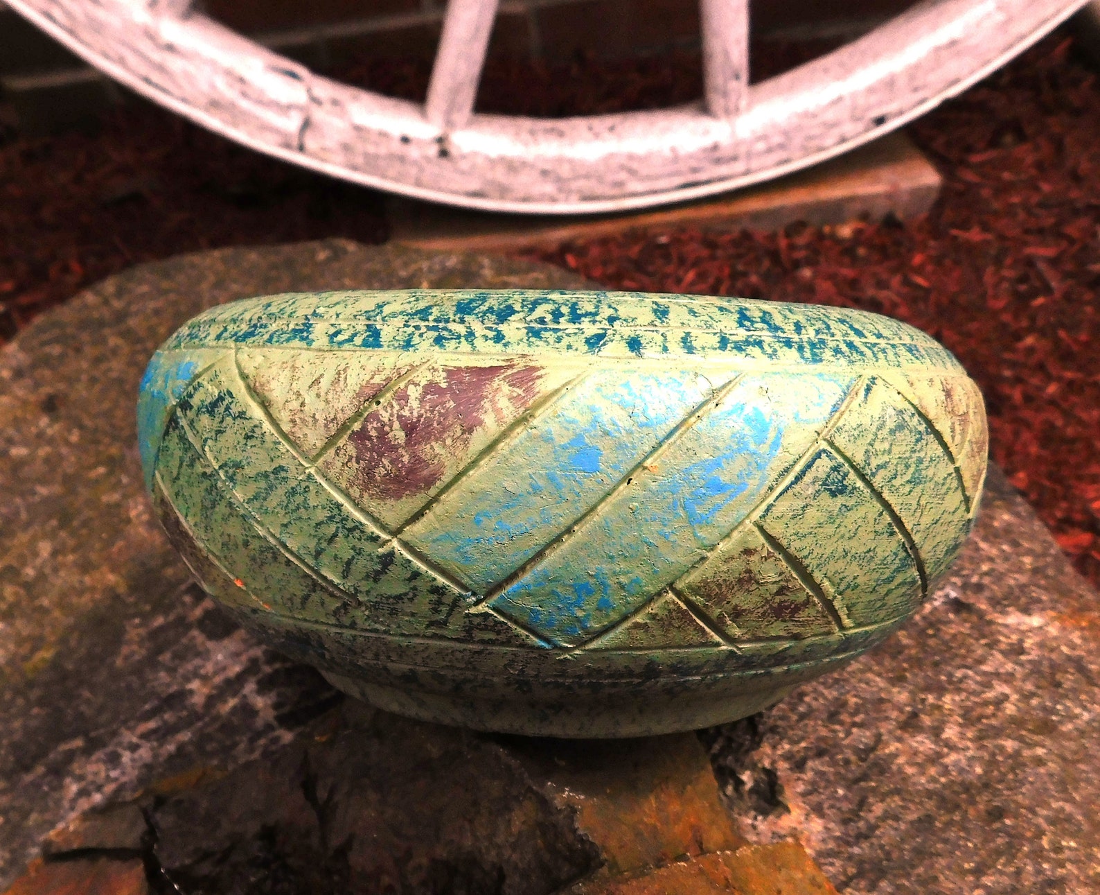 Vintage Unmarked Green Incised Bulb Planter 1970s From ...
