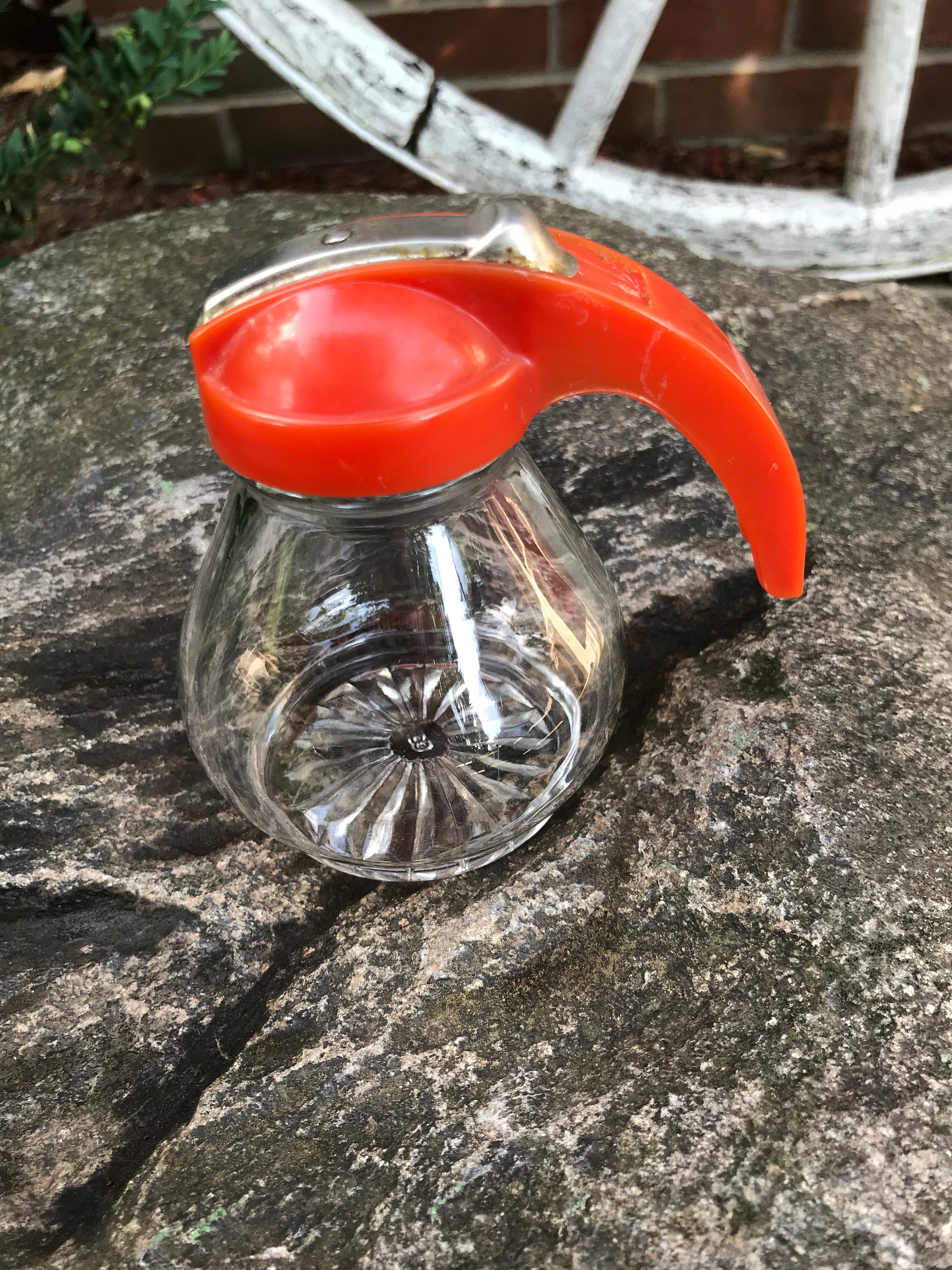Vintage Small Glass Syrup With Red Plastic Lid - 1950's - From ...