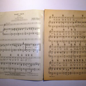Vintage Baby Face Sheet Music - 1926 - From Dustymillerantiques - Etsy