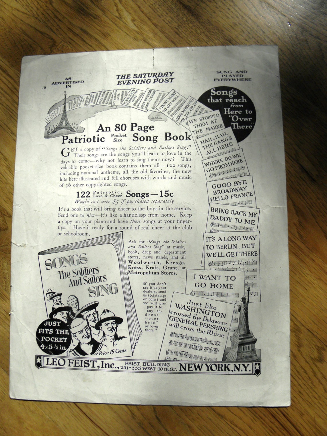 Vintage Over There by George M. Cohan WWI Sheet Music Art by - Etsy