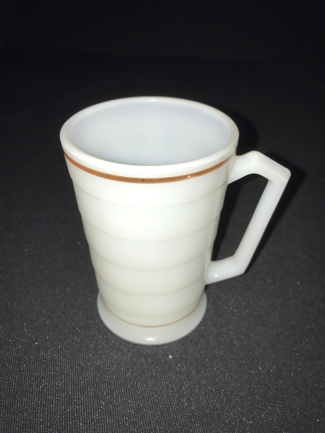 Vintage Hazel Atlas Braun gestreift weiße Platonite Moderntone Tasse ...