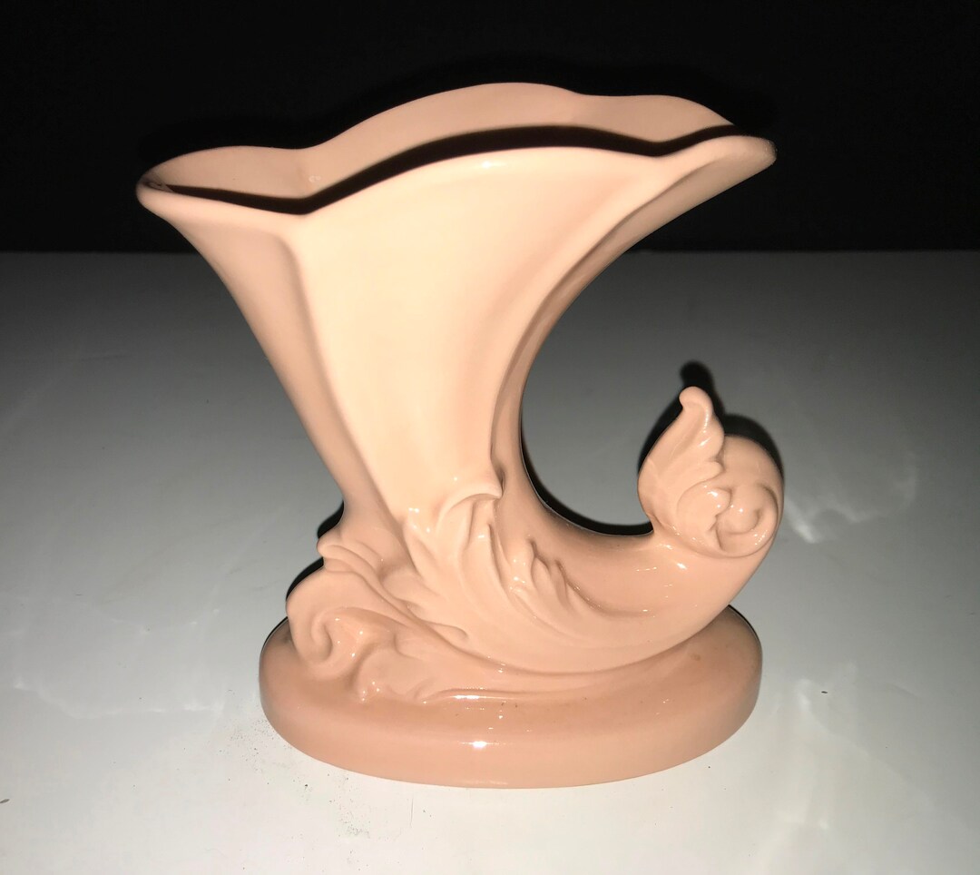 Vintage Crownford China Pink Cornucopia Vase #1133 - 1940s - From ...