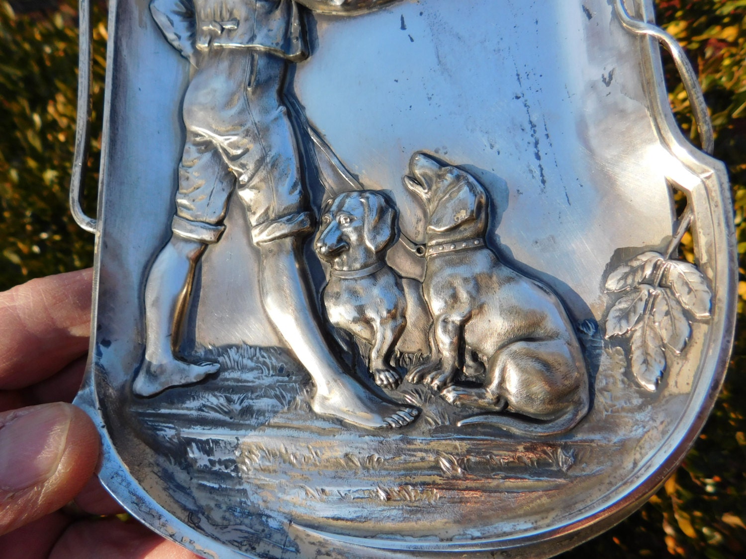 Vintage WMF Silver Plate Art Nouveau Boy Hawk & Dachshunds | Etsy