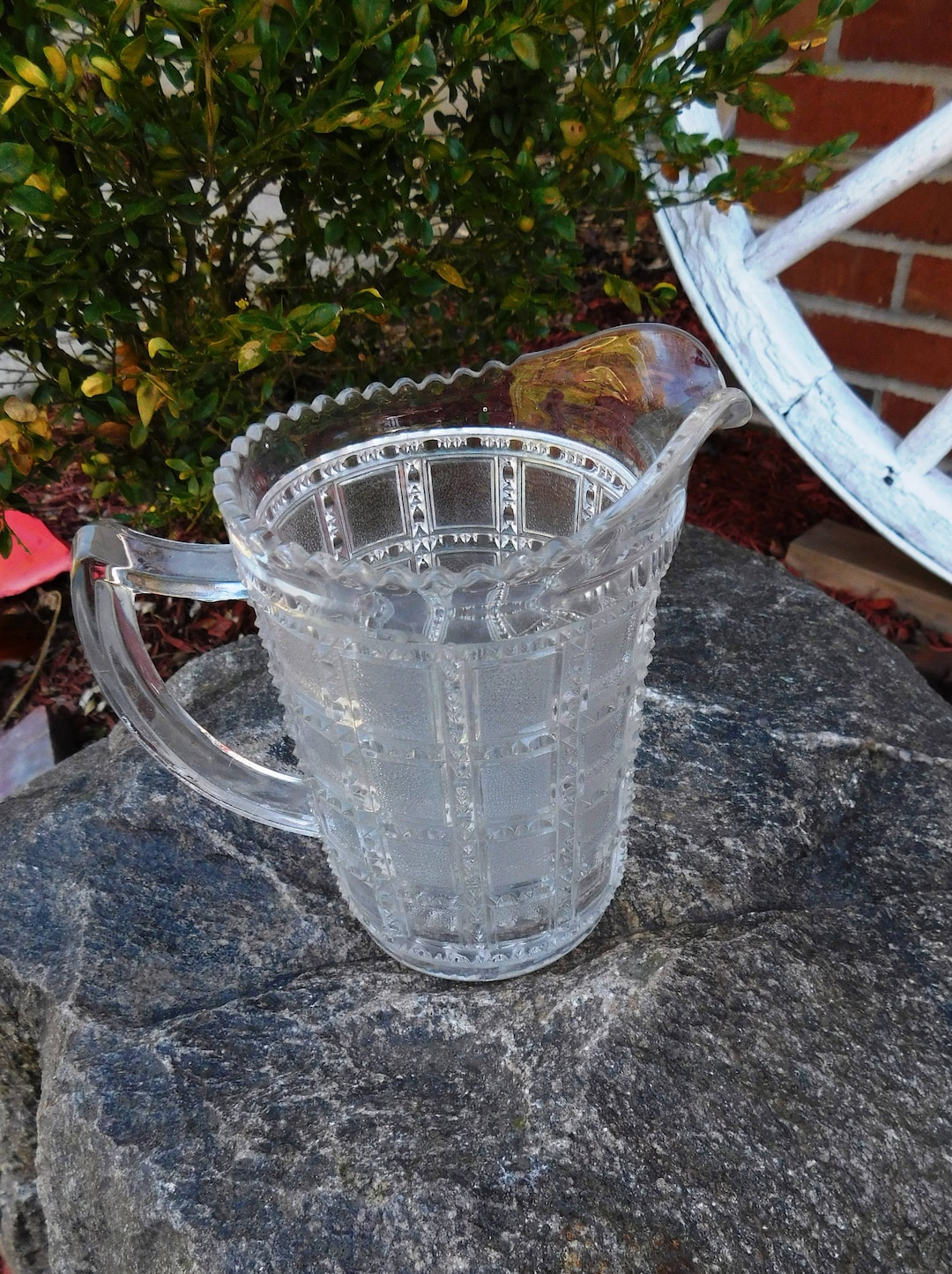 Vintage Imperial Glass Frosted Block Milk Pitcher - 1913+ - From ...