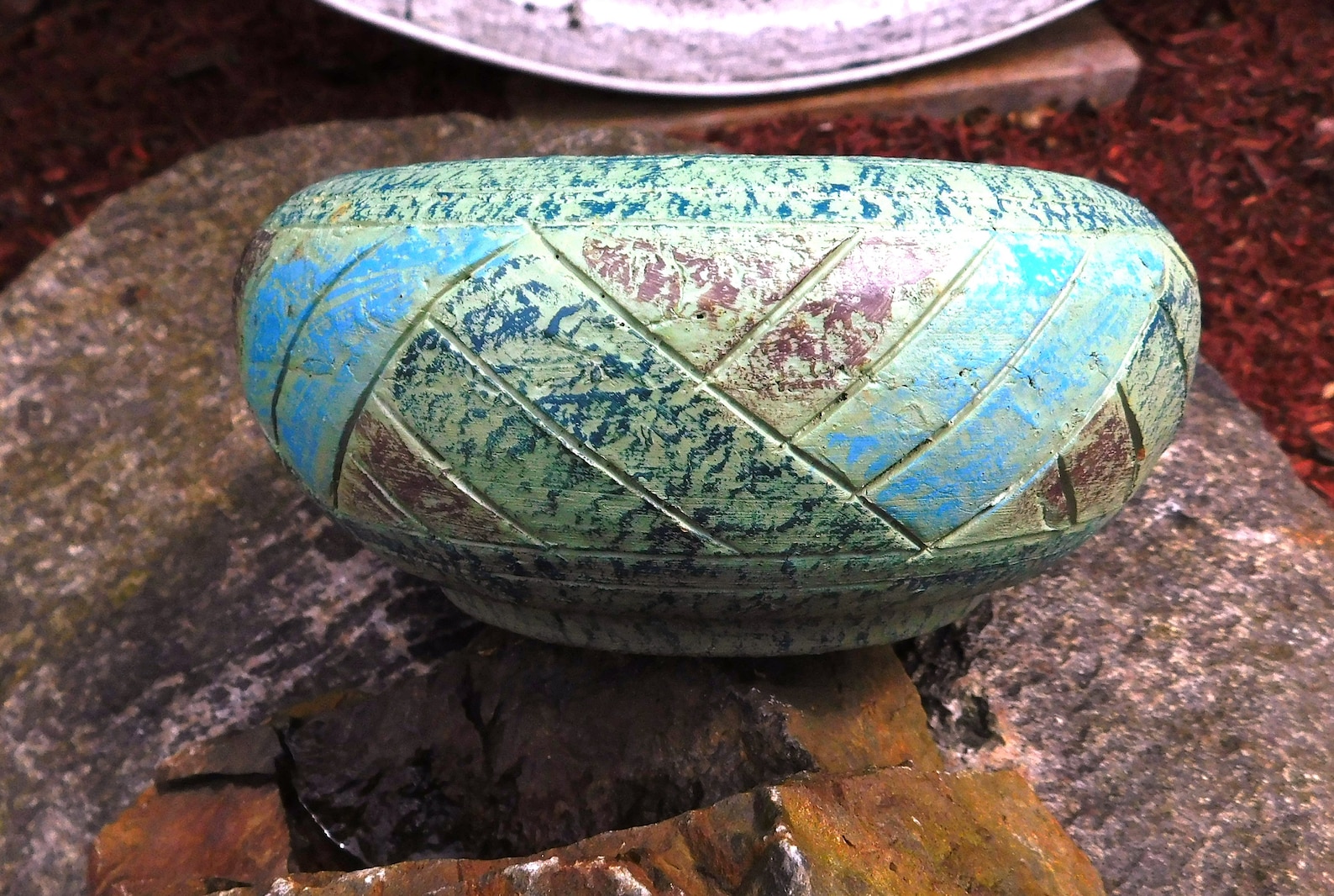 Vintage Unmarked Green Incised Bulb Planter 1970s From ...