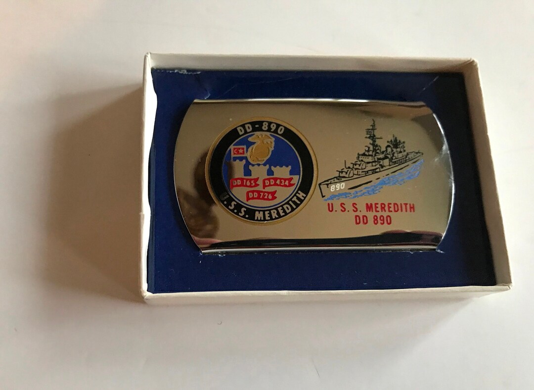 Vintage Zippo USS Meredith DD890 Belt Buckle + Box - 1970s - From ...