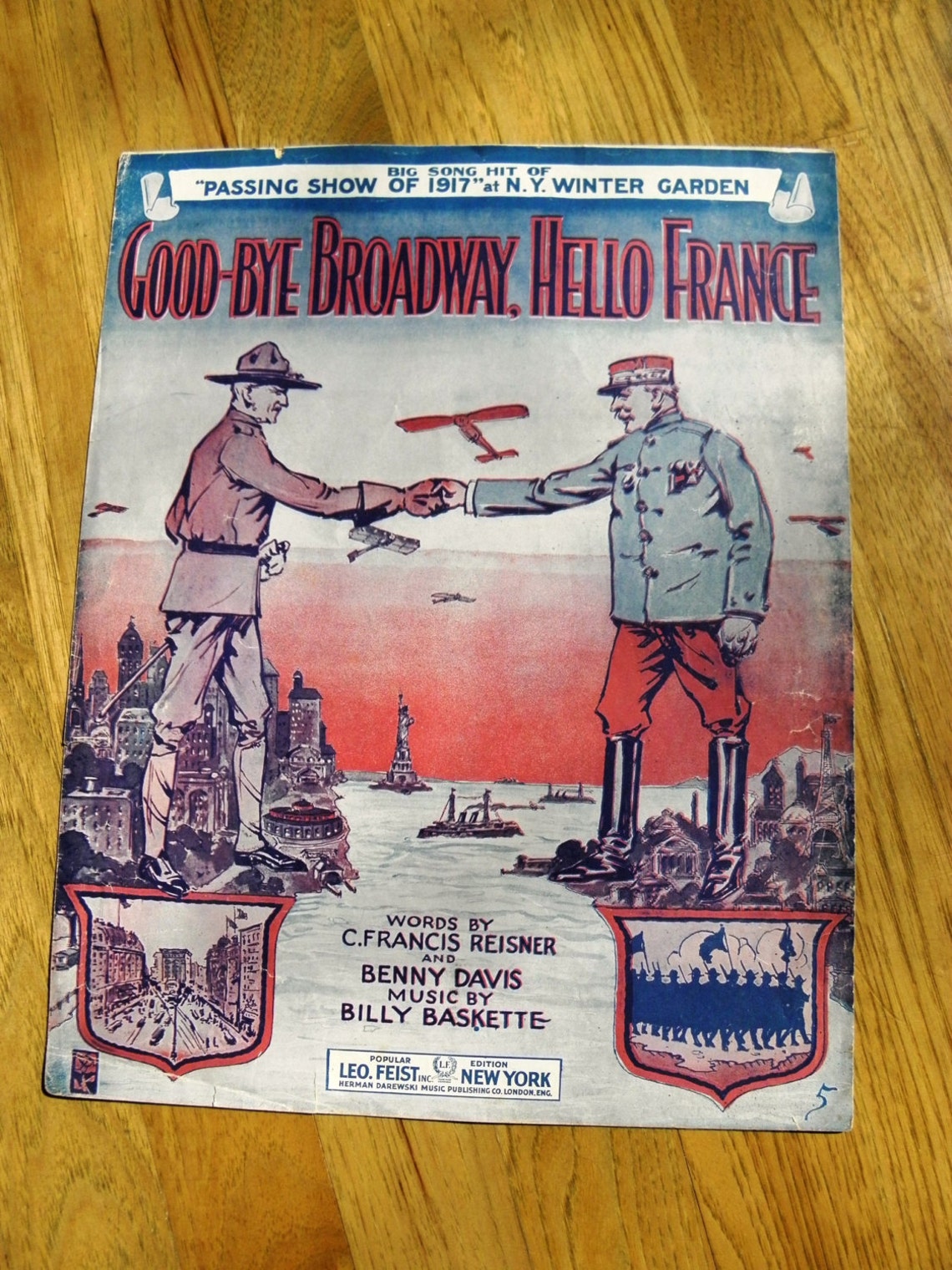 Vintage Goodbye Broadway Hello France WWI Sheet Music 1917 - Etsy New ...