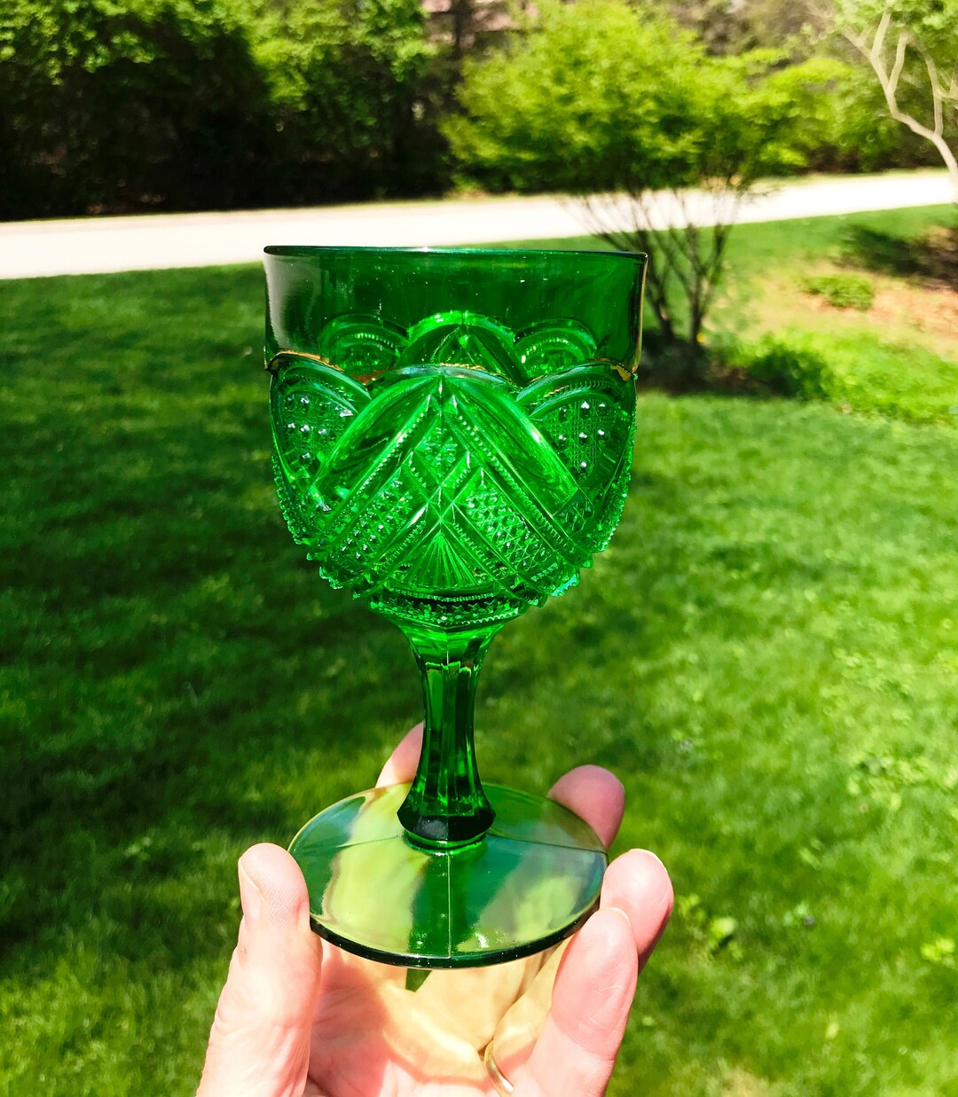 Vintage Heisey Emerald Fancy Loop Straight Water Goblet - 1896 - 1909 ...