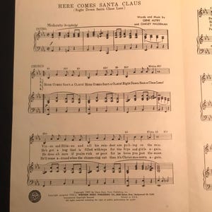 Vintage Here Comes Santa Claus Sheet Music 1947 From ...