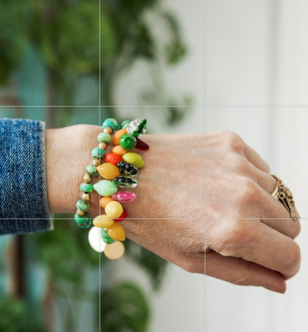 FRUIT CHARM BRACELET, Chrysoprase Bracelet, Set of Two, Charm Bracelet ...