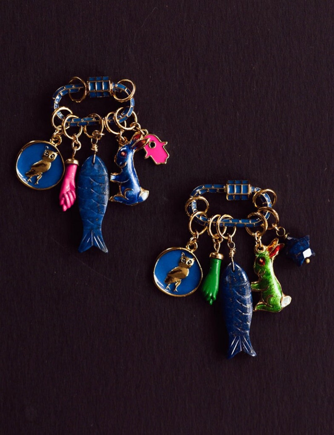 FISH CHARMS, Lapis Fish Charm, Rabbit Charm, Owl Charm, Charm ...