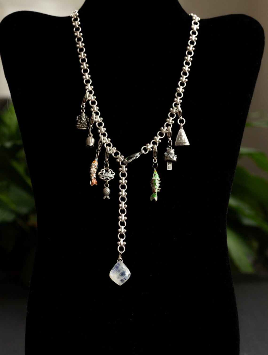 SILVER CHAIN NECKLACE, Vintage Chain Necklace, Charm Necklace, Create ...
