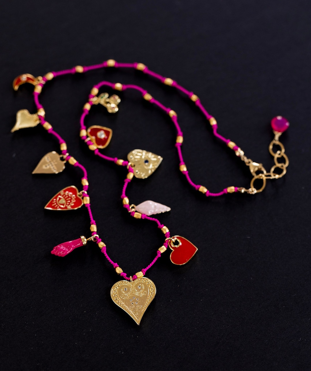 Charm Necklace, ELEVEN CHARMS, Heart Charm Necklace, Love Necklace ...