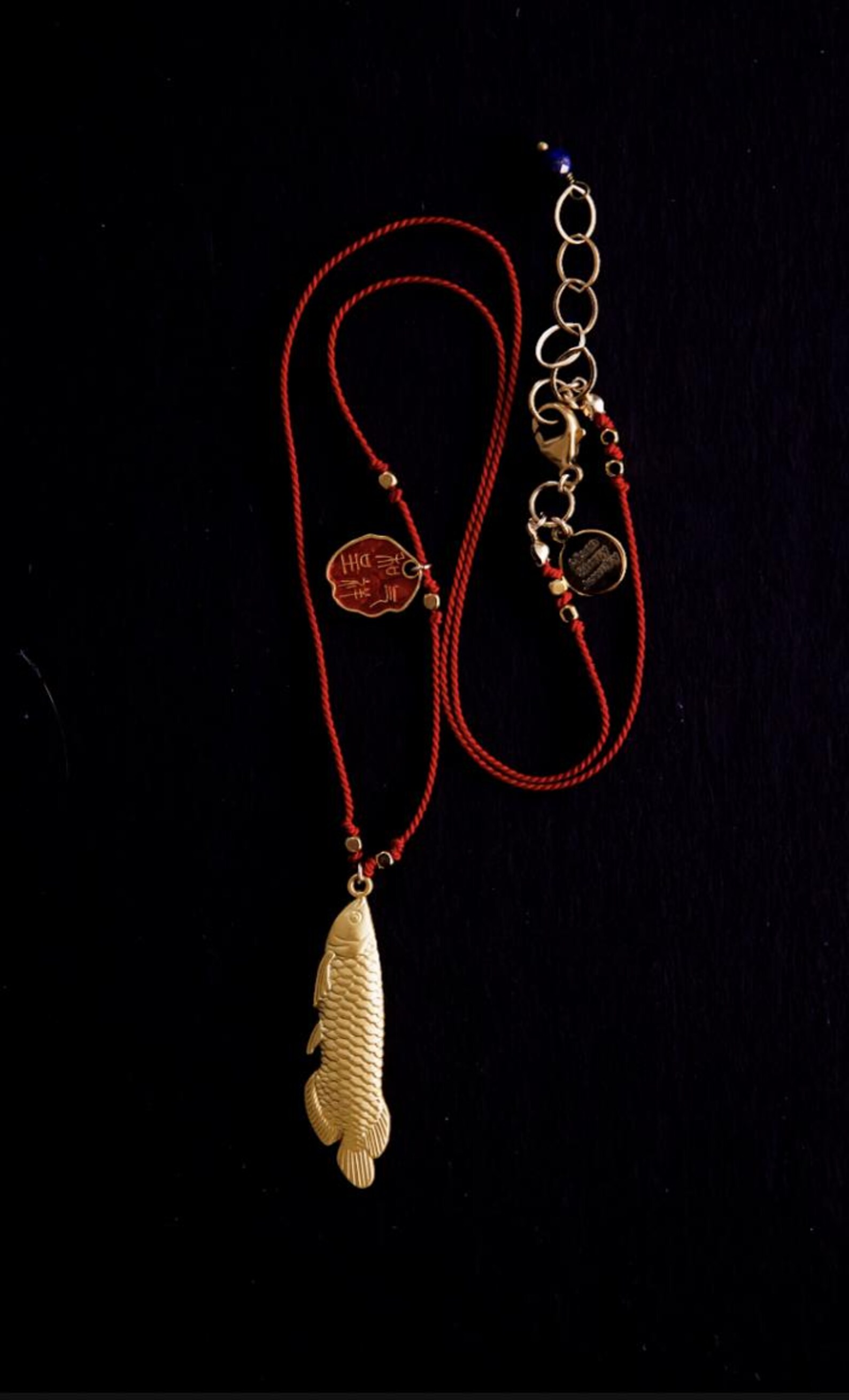FISH CHARM NECKLACE, Good Luck Necklace, Charm Necklace, Silk Necklace ...