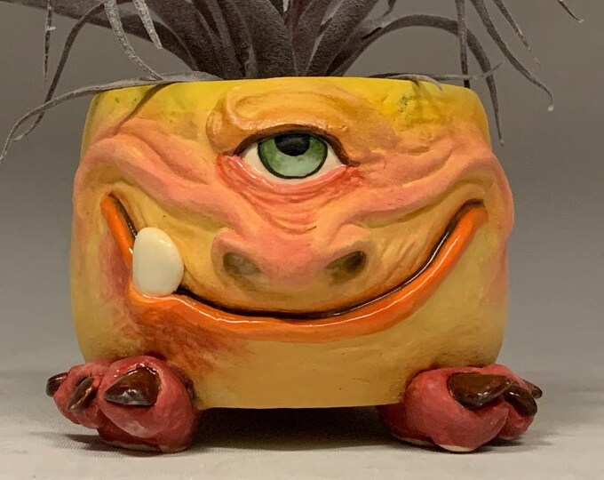 Small Monster Pot Planter- Ready to Ship - Wheel Thrown, Hand Sculpted ...